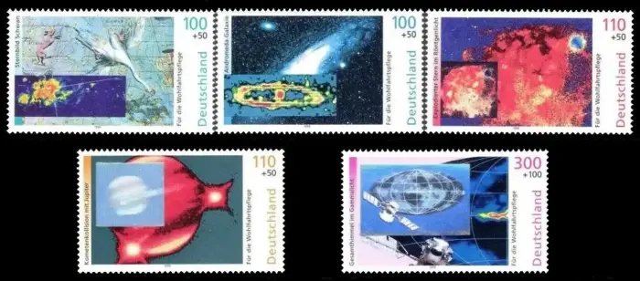 Germany year 1999 Space Postage Stamps set with hologram